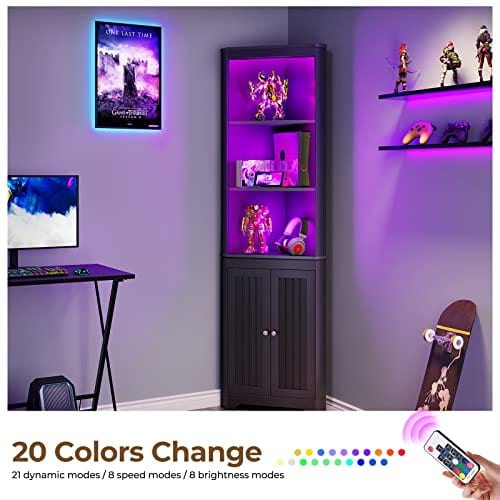 floating corner shelf with light